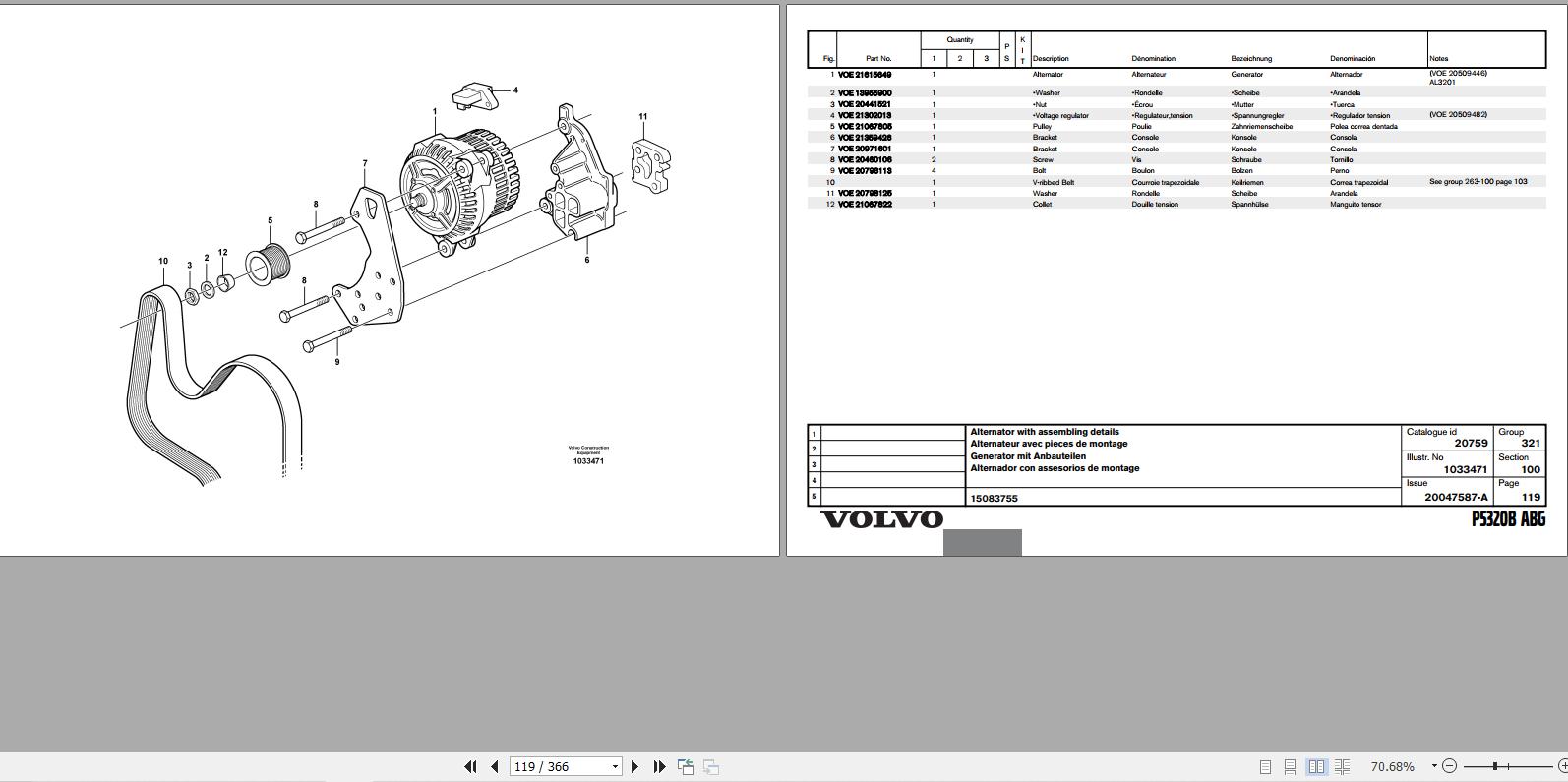 Volvo Tracked Pavers P5320B ABG Parts Catalog 20047587-A