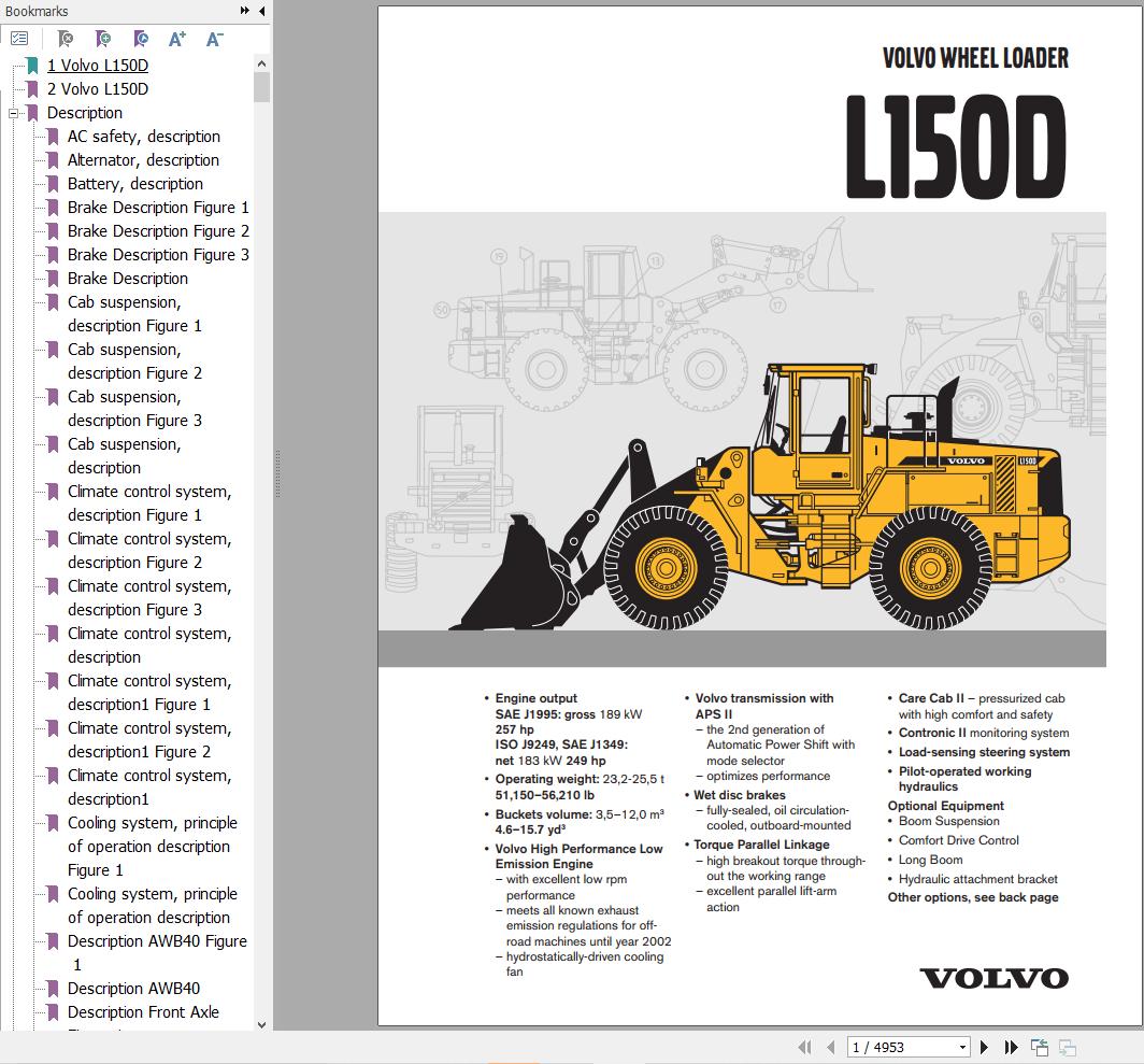 Volvo Wheel Loader L150D Service and Repair Manual