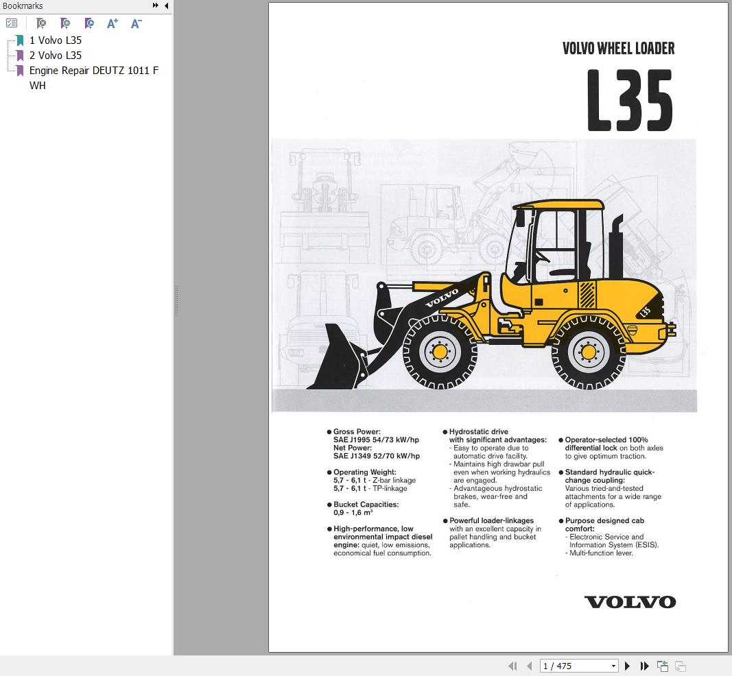 Volvo Wheel Loader L35 Engine Service and Repair Manual