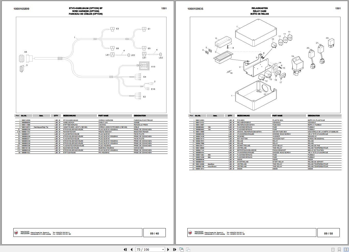 Wacker Neuson Dumper 1501 Spare Parts List 1000165936