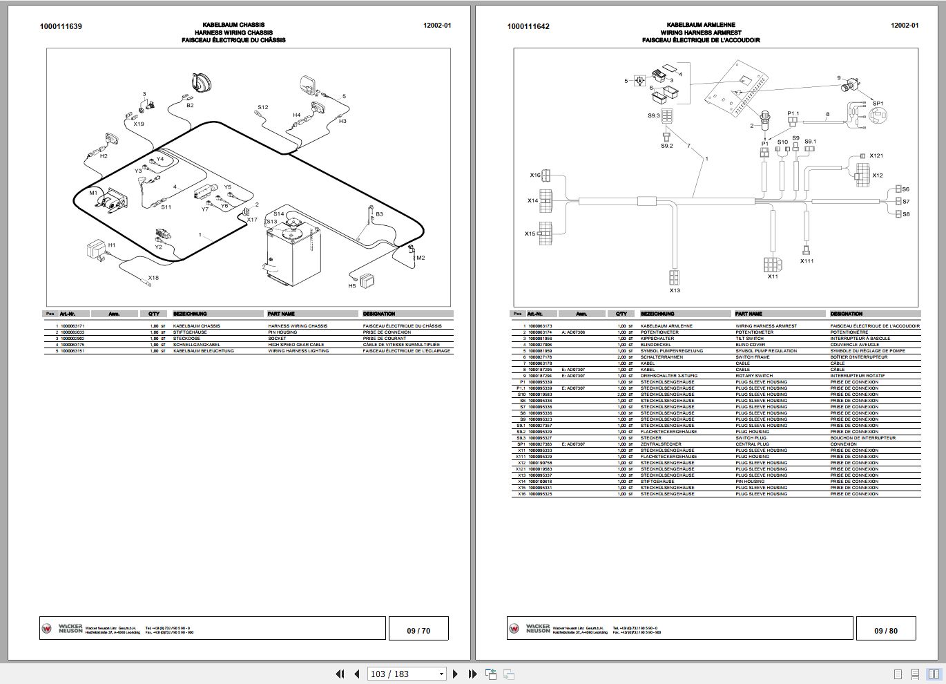 Wacker Neuson Excavator 12002 Spare Parts List 1000135346