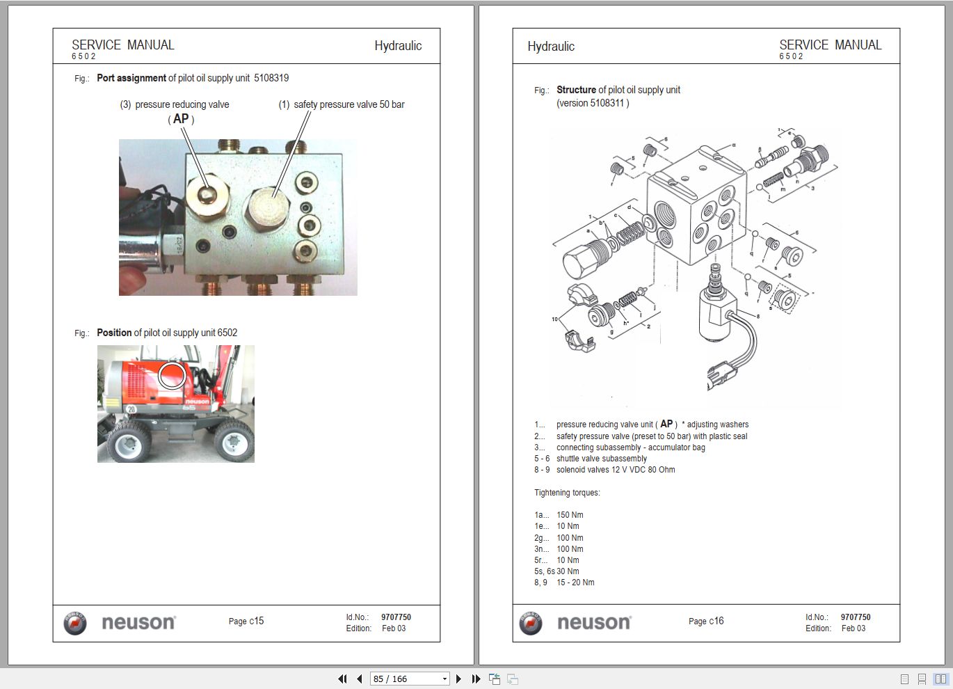 Wacker Neuson Excavator 6502 Service Manual and Diagram 1000081435