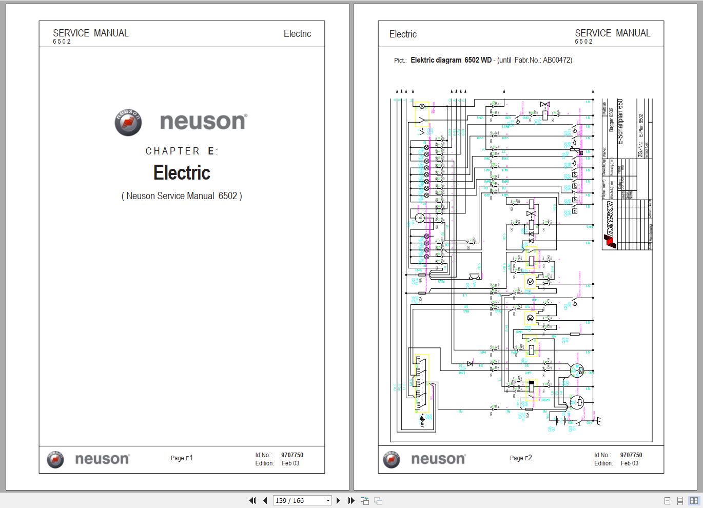 Wacker Neuson Excavator 6502 Service Manual and Diagram 1000081435