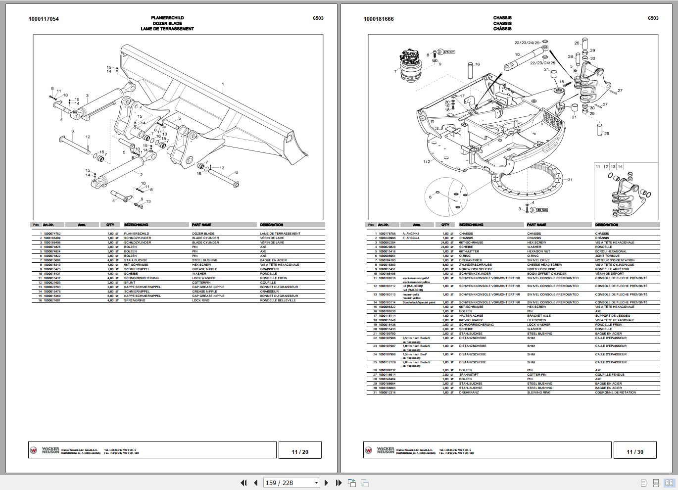 Wacker Neuson Excavator 6503 Spare Parts List 1000182718