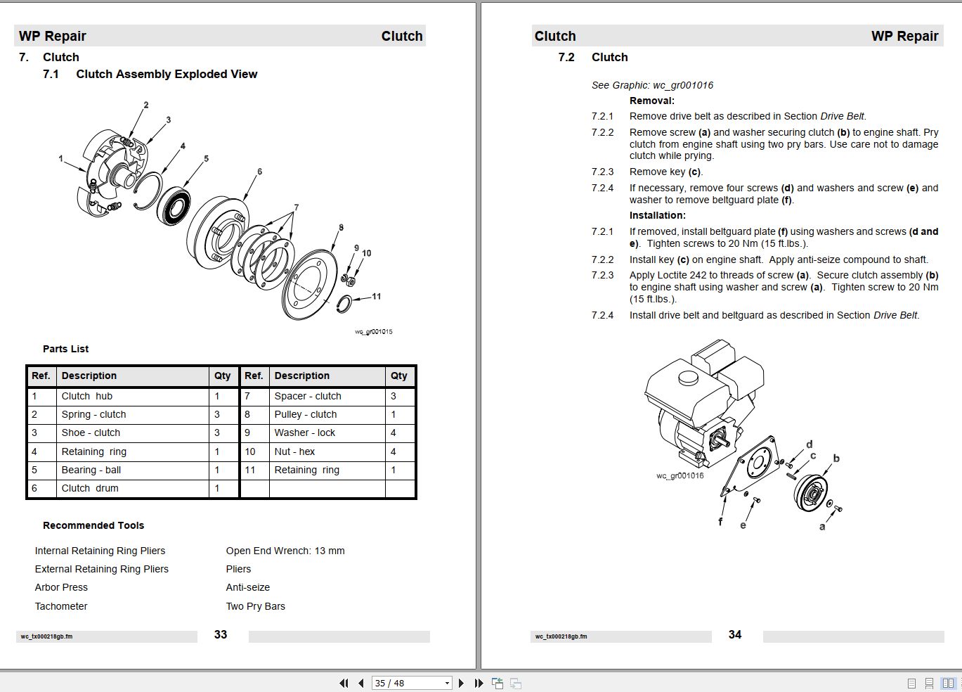 Wacker Neuson Single Direction Plates WP1550 WP1540 Repair Manual 389275810