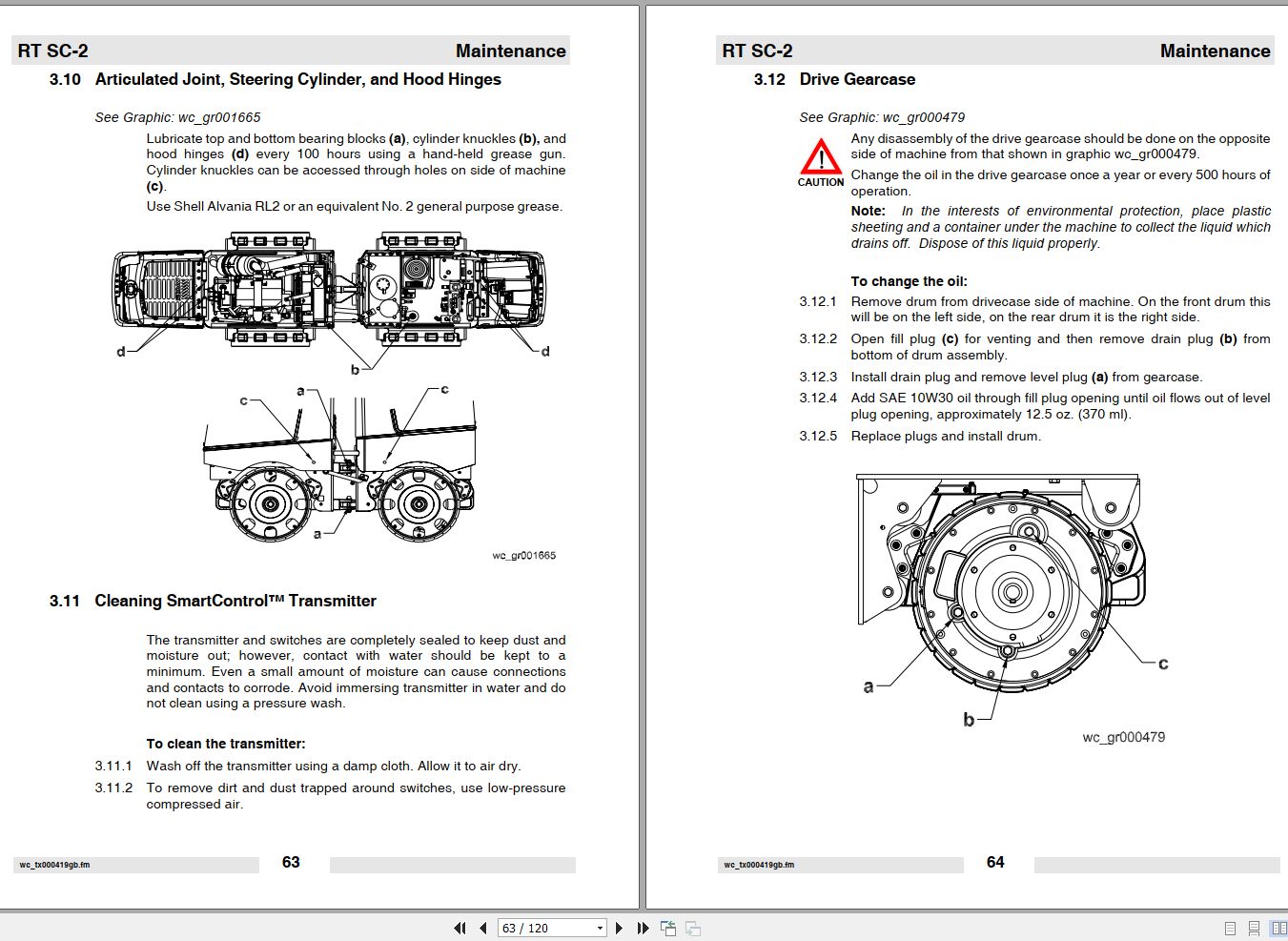 Wacker Neuson Trench Roller RT 56SC RT 82SC-2 Operating Manual 369808986