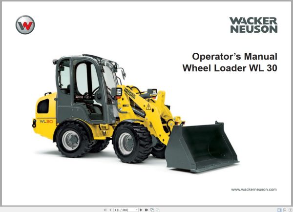 Wacker Neuson Wheel Loader WL30 Operating Manual 231820729