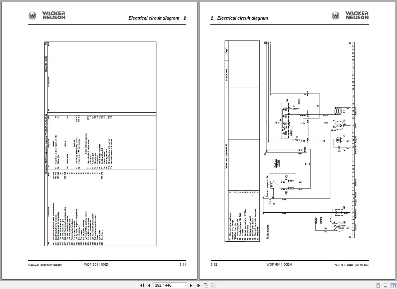 Wacker Neuson Wheel Loader WL55 WL57 Repair Manual WDF-6011-00EN