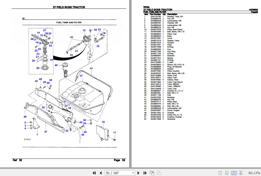 White Field Boss Tractor 37 Parts Catalog 43338600