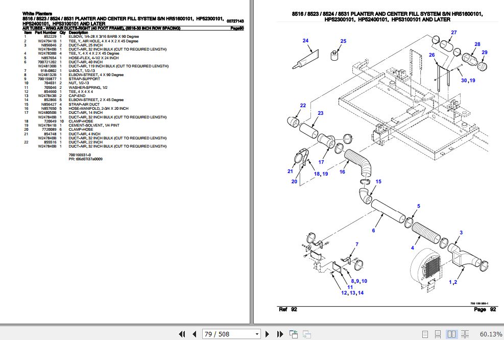 White Planters 8516 8523 8524 8531 Parts Catalog 00727143