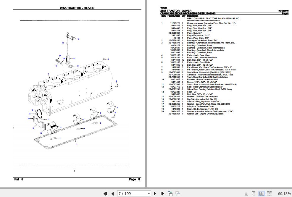 White Tractor 2655 Parts Catalog PCR22140