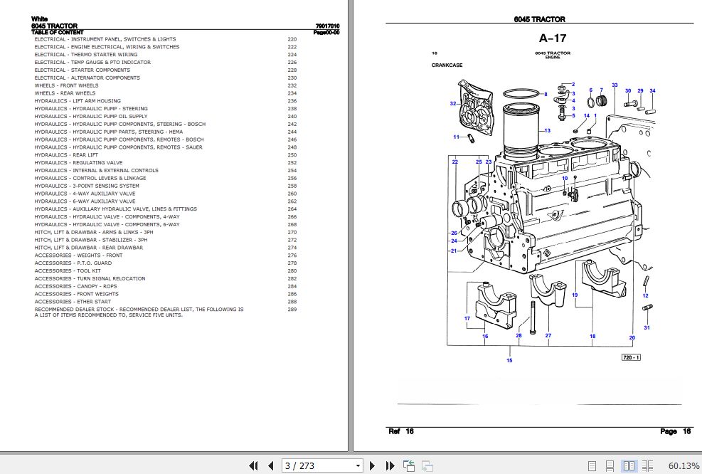 White Tractor 6045 Parts Catalog 79017010