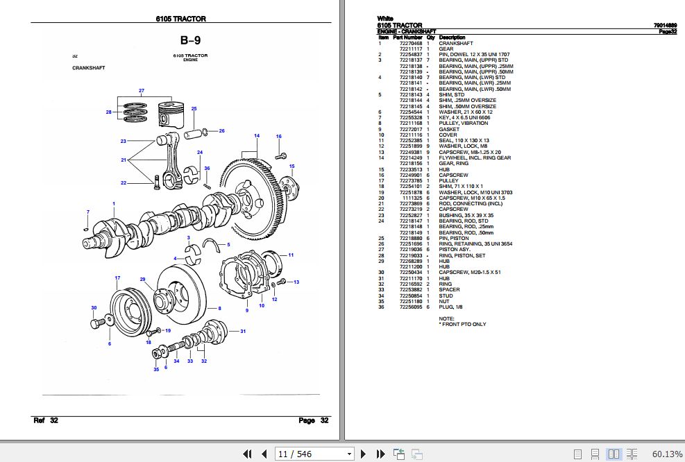 White Tractor 6105 Parts Catalog 79014889