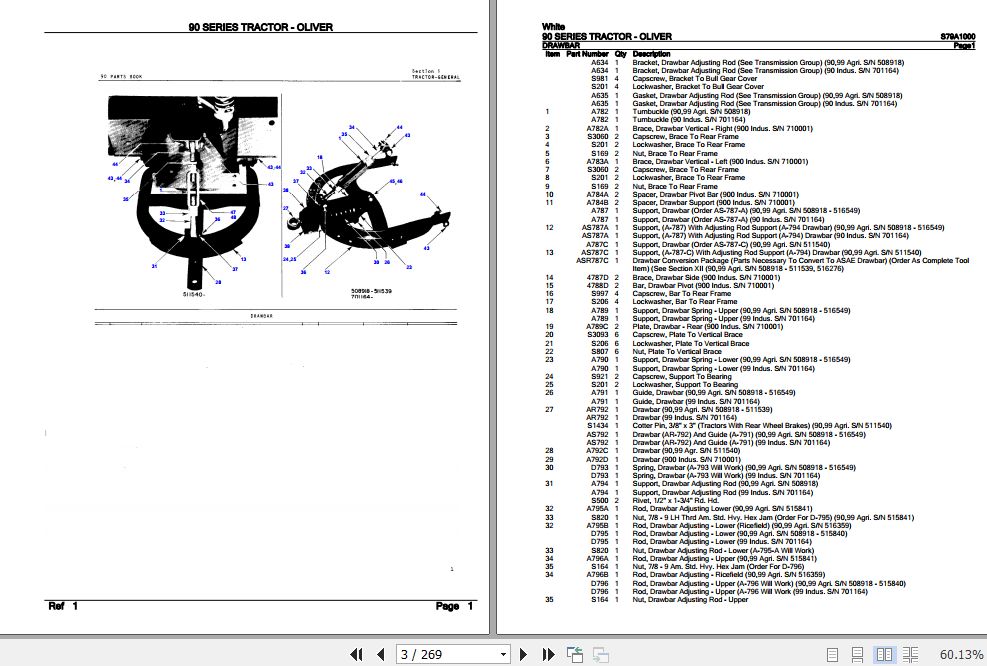 White Tractor 90 Series Parts Catalog S79A1000