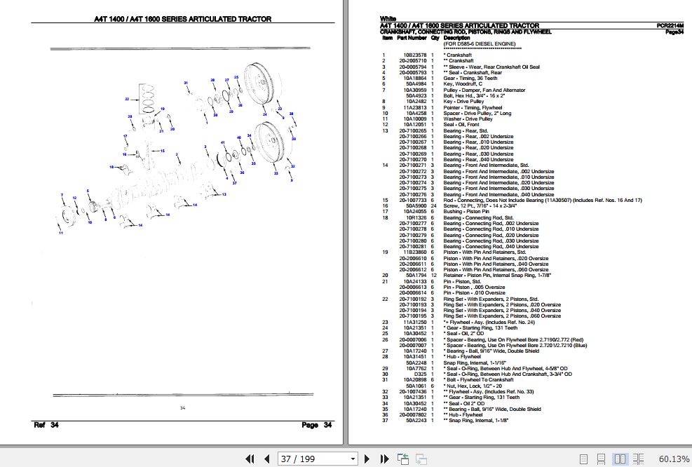 White Tractor A4T 1400 A4T 1600 Series Parts Catalog PCR2214M