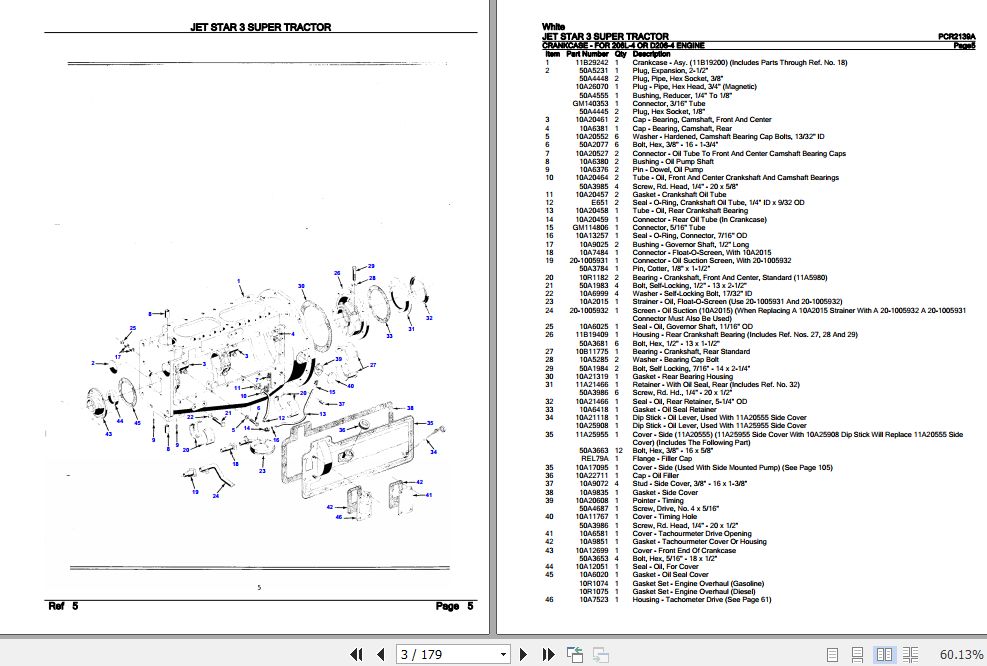 White Tractor JET STAR 3 Super Parts Catalog PCR2139A