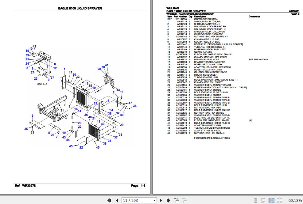 Willmar Liquid Sprayer Eagle 8100 Parts Catalog WRP0401