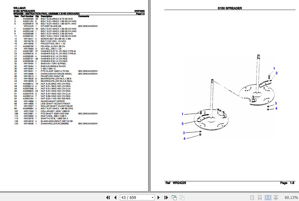 Willmar Spreader S150 Parts Catalog WRP0363