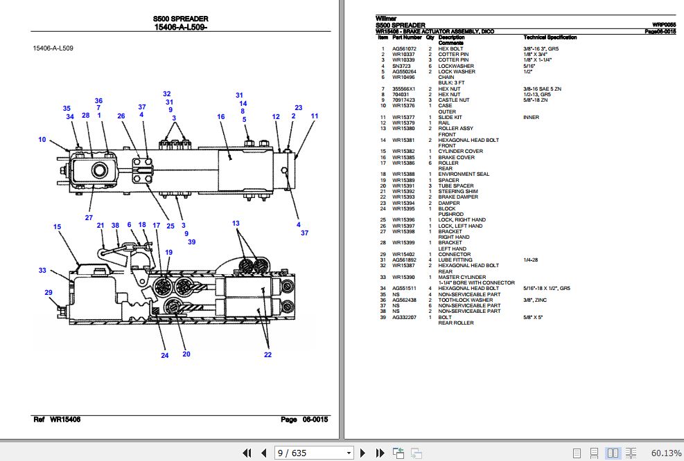 Willmar Spreader S500 Parts Catalog WRP0055