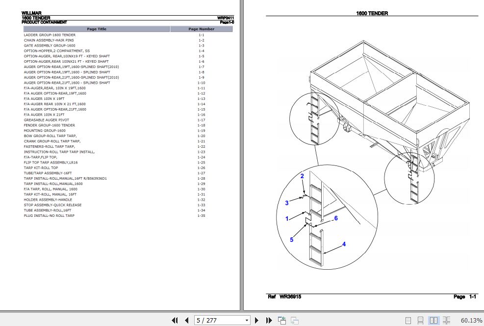 Willmar Tender 1600 Parts Catalog WRP0411