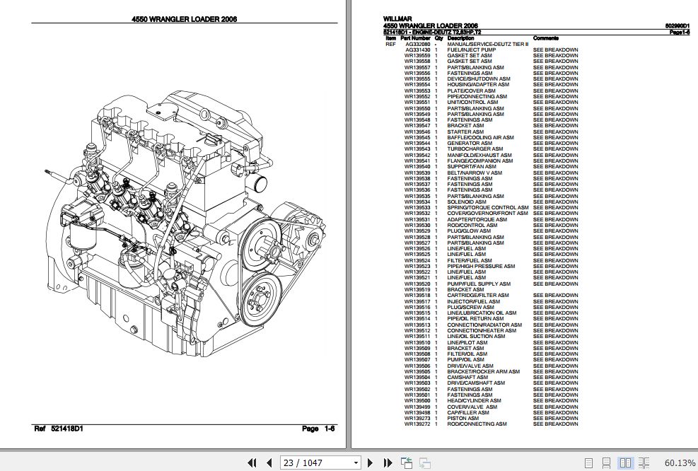 Willmar Wrangler Loader 4550 Parts Catalog 502990D1