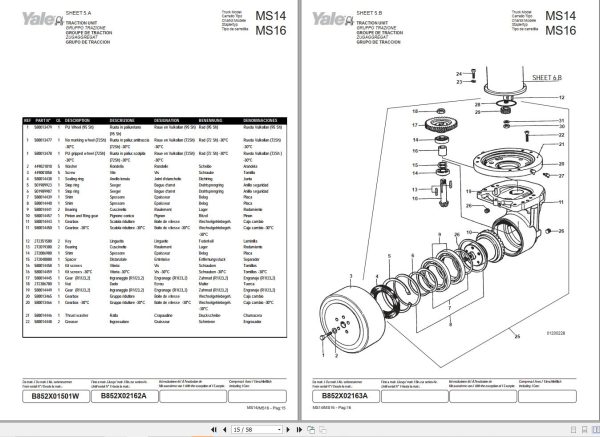 Yale Forklift MS14 MS16 Diagrams and Parts Catalog 2006