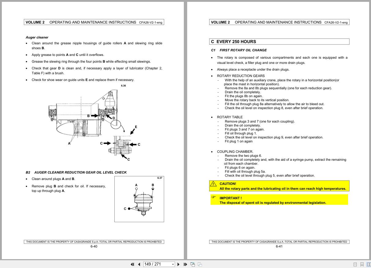 Casagrande Hydraulic Piling Rig CFA26 Operation and Maintenance Manual