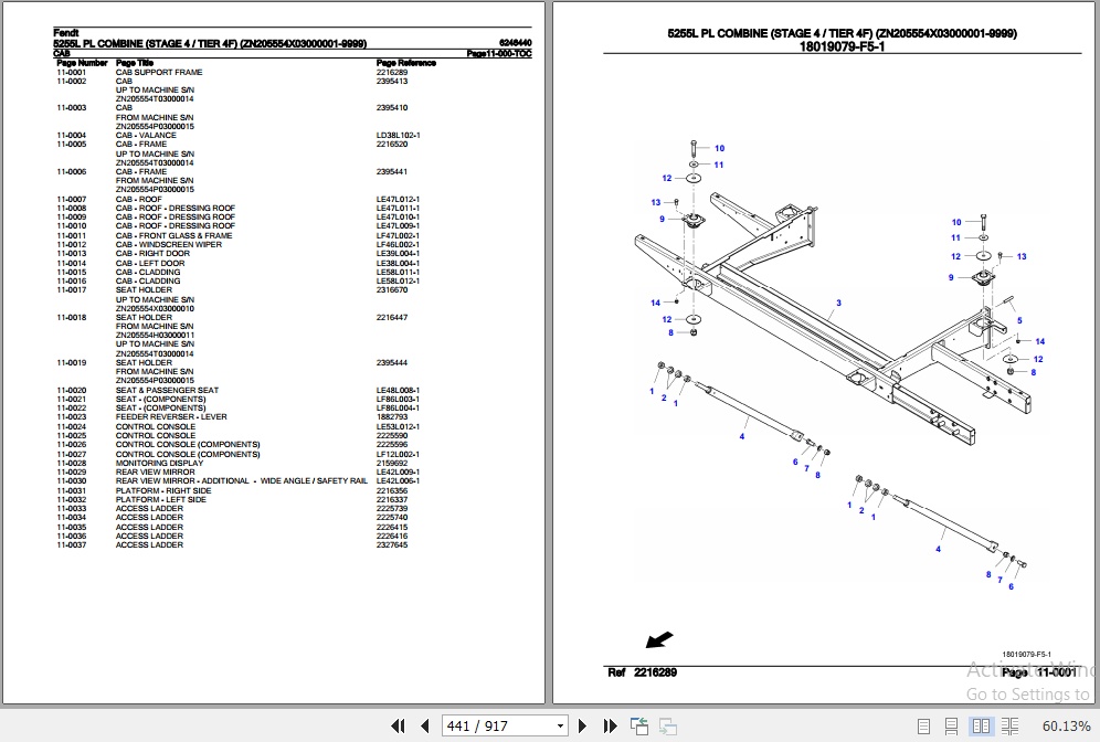 Fendt Combine 5255L PL Parts Catalog 6246440 07.2019