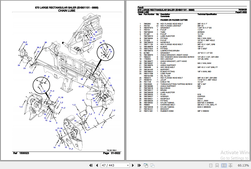 Fendt Large Rectangular Baler 870 Parts Catalog 79036425 08.2014