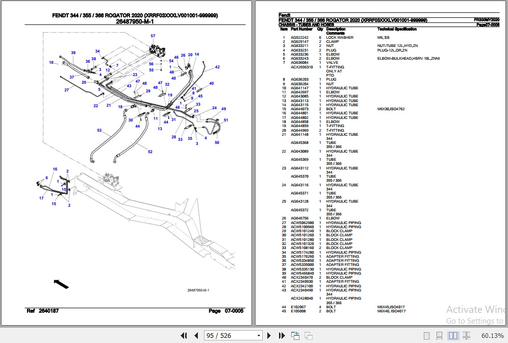 Fendt Sprayer 344 355 366 Rogator Parts Catalog FR300MY2020 2020