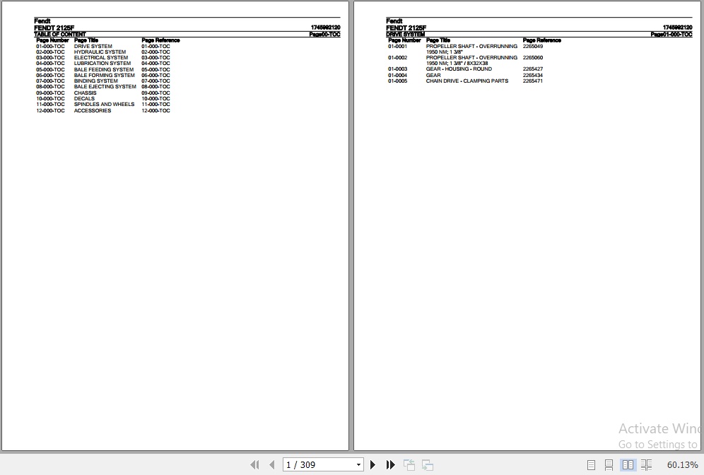 Fendt Square Baler 2125F Parts Catalog 1745992120 02.2018
