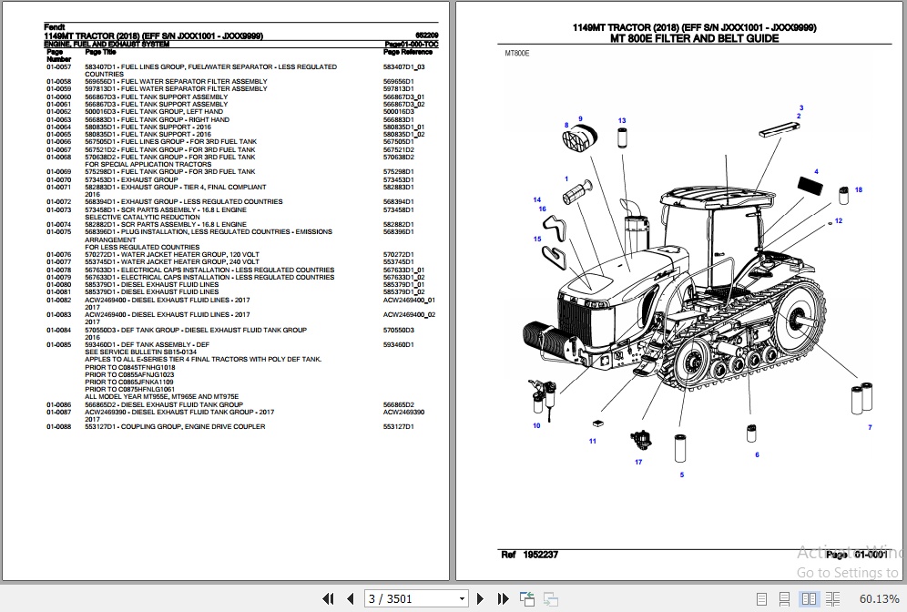 Fendt Tractor 1149MT Parts Catalog 652209 2018