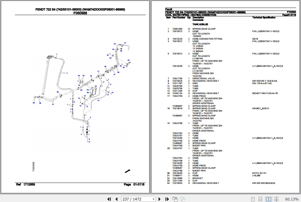 Fendt Tractor 722 S4 Parts Catalog F742000 10.2020