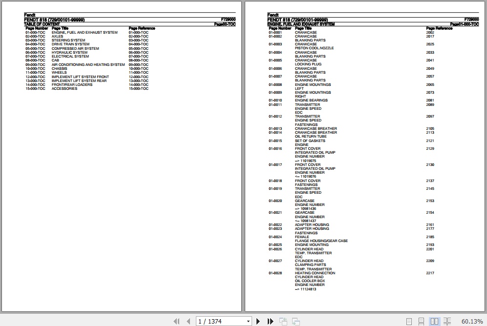 Fendt Tractor 818 Parts Catalog F729000 11.2018