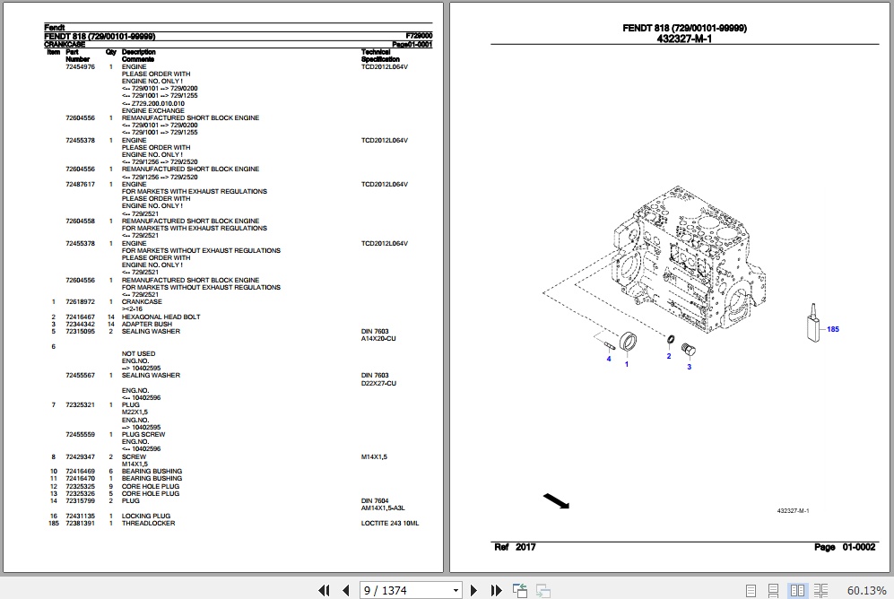 Fendt Tractor 818 Parts Catalog F729000 11.2018