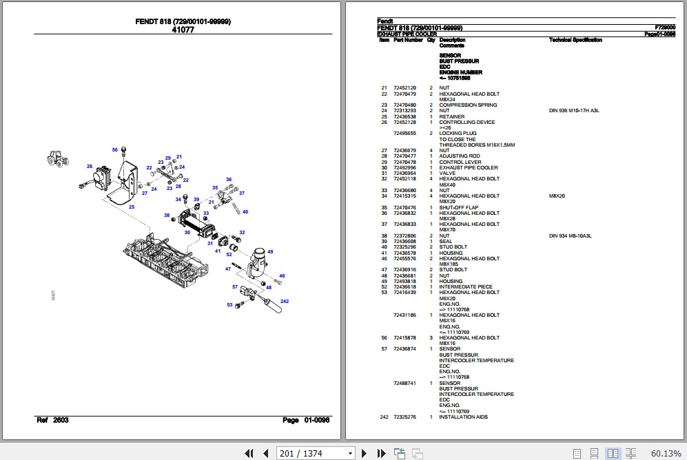 Fendt Tractor 818 Parts Catalog F729000 11.2018