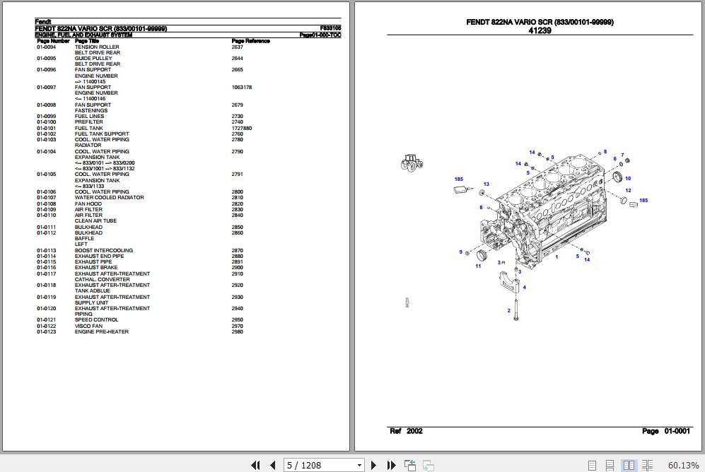 Fendt Tractor 822NA Vario SCR Parts Catalog F833105 10.2019
