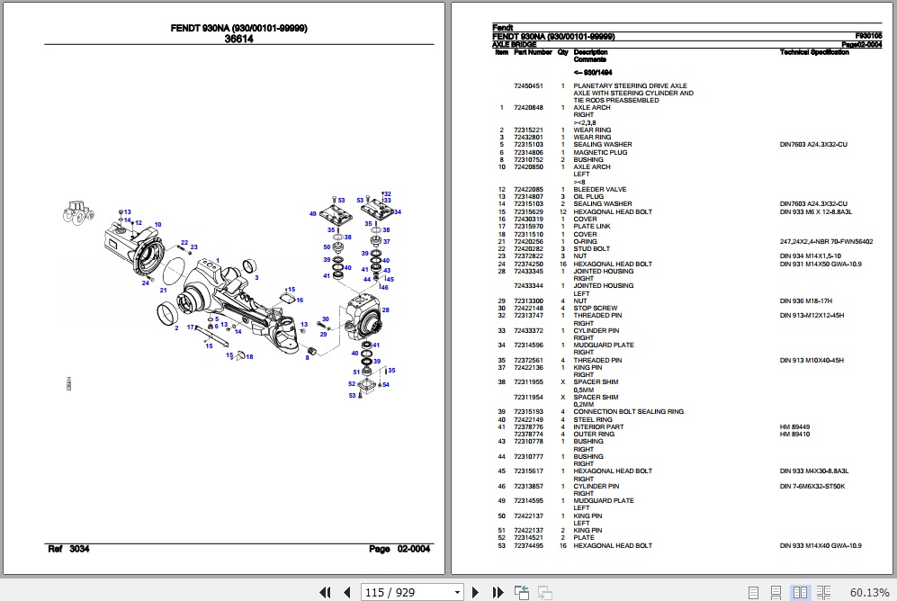 Fendt Tractor 930NA Parts Catalog F930105 10.2020