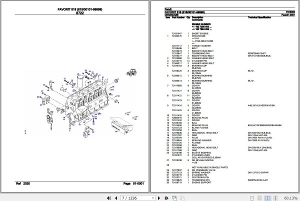 Fendt Tractor Favorit 818 Parts Catalog F818000 09.2020