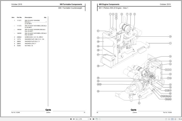 Genie Boom Lift Z-60_34 Part Manual 102499 2015