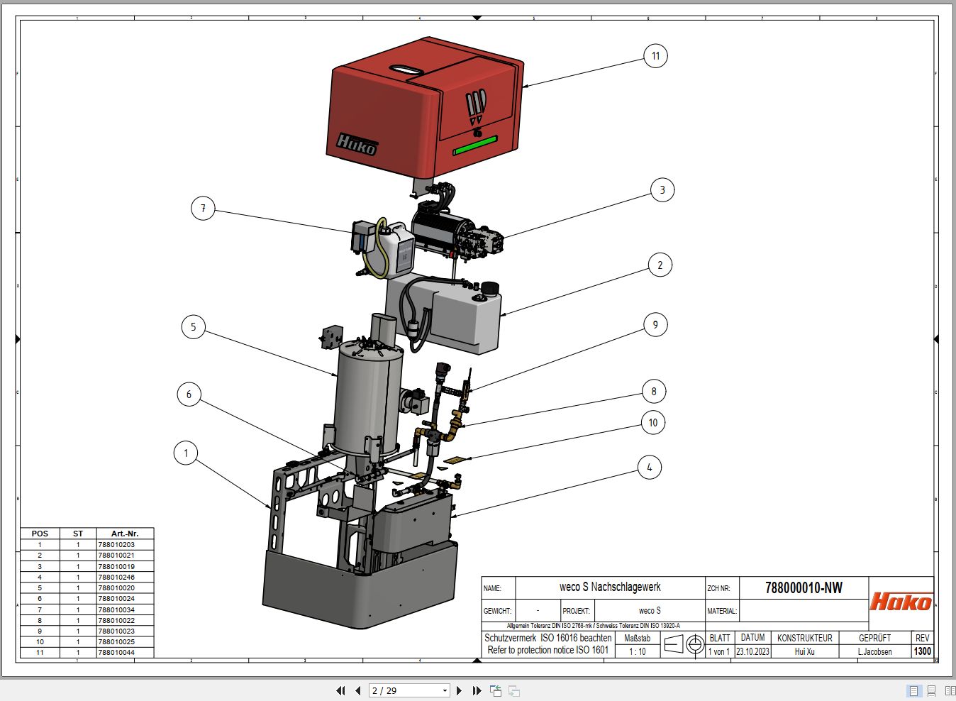 Hako Weco S350 Go Spare Parts Catalog 788000012-NW REV1100