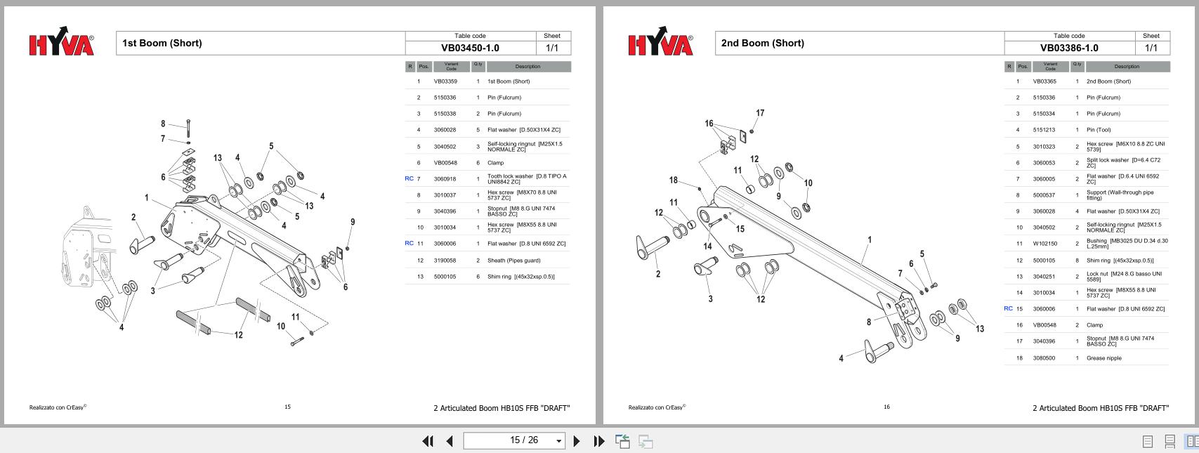 Hyva Articulated Boom HB10S FFB Parts Manual