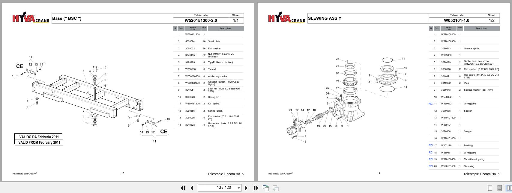 Hyva Crane Telescopic Boom HA15 Parts Catalog 452445693