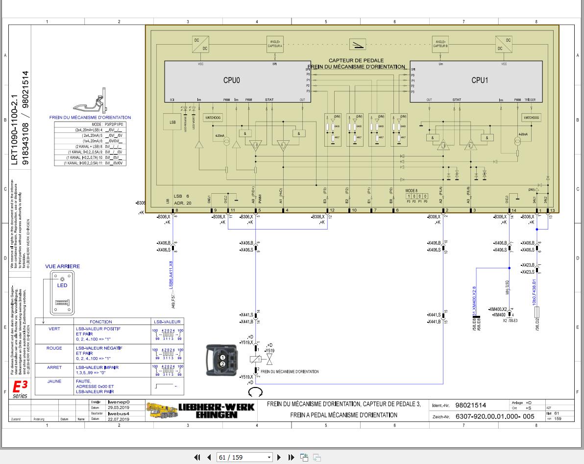 Liebherr Crane LRT 1100-2.1 Z54300 Electric and Hydraulic Diagrams FR