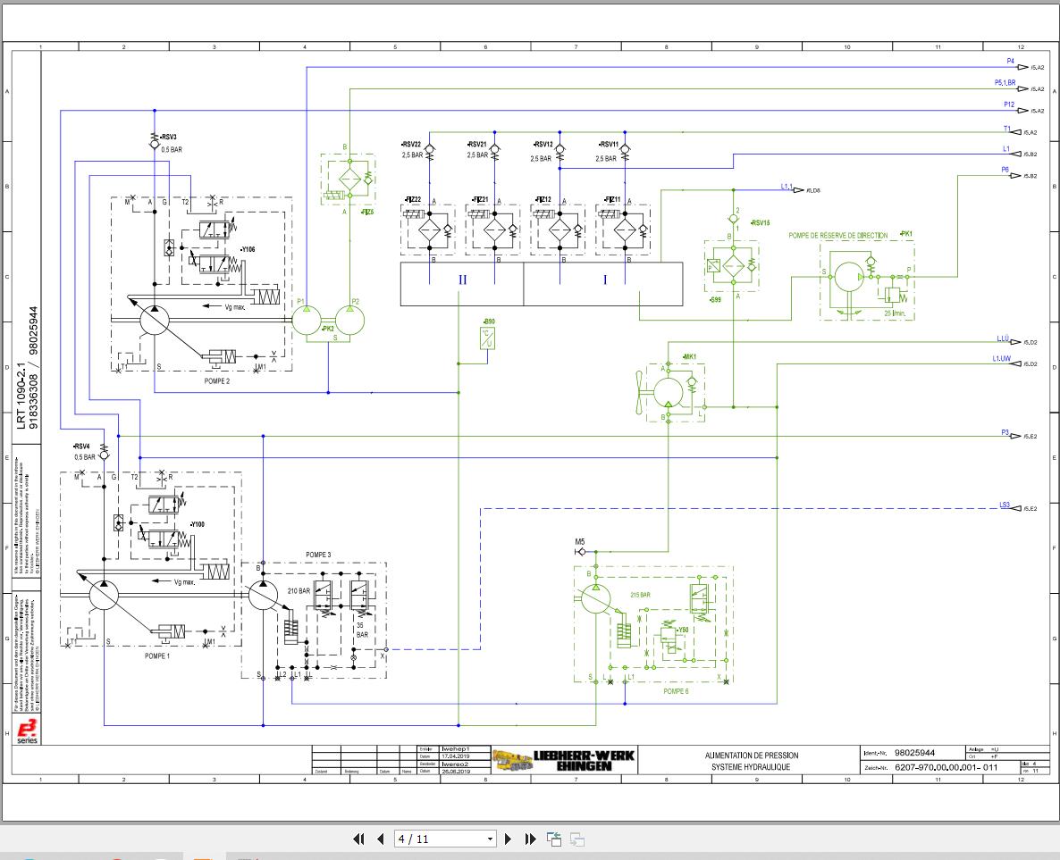 Liebherr Crane LRT 1100-2.1 Z54300 Electric and Hydraulic Diagrams FR