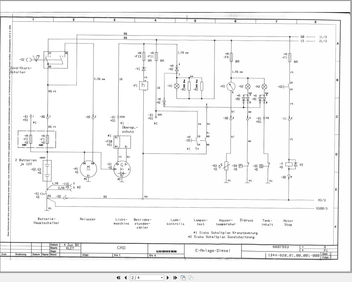 Liebherr Crane LT 1330 Z14224 Electric Diagrams DE