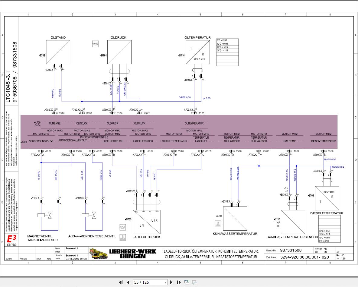 Liebherr Crane LTC 1045-3.1 Z56423 Electric and Hydraulic Diagrams DE