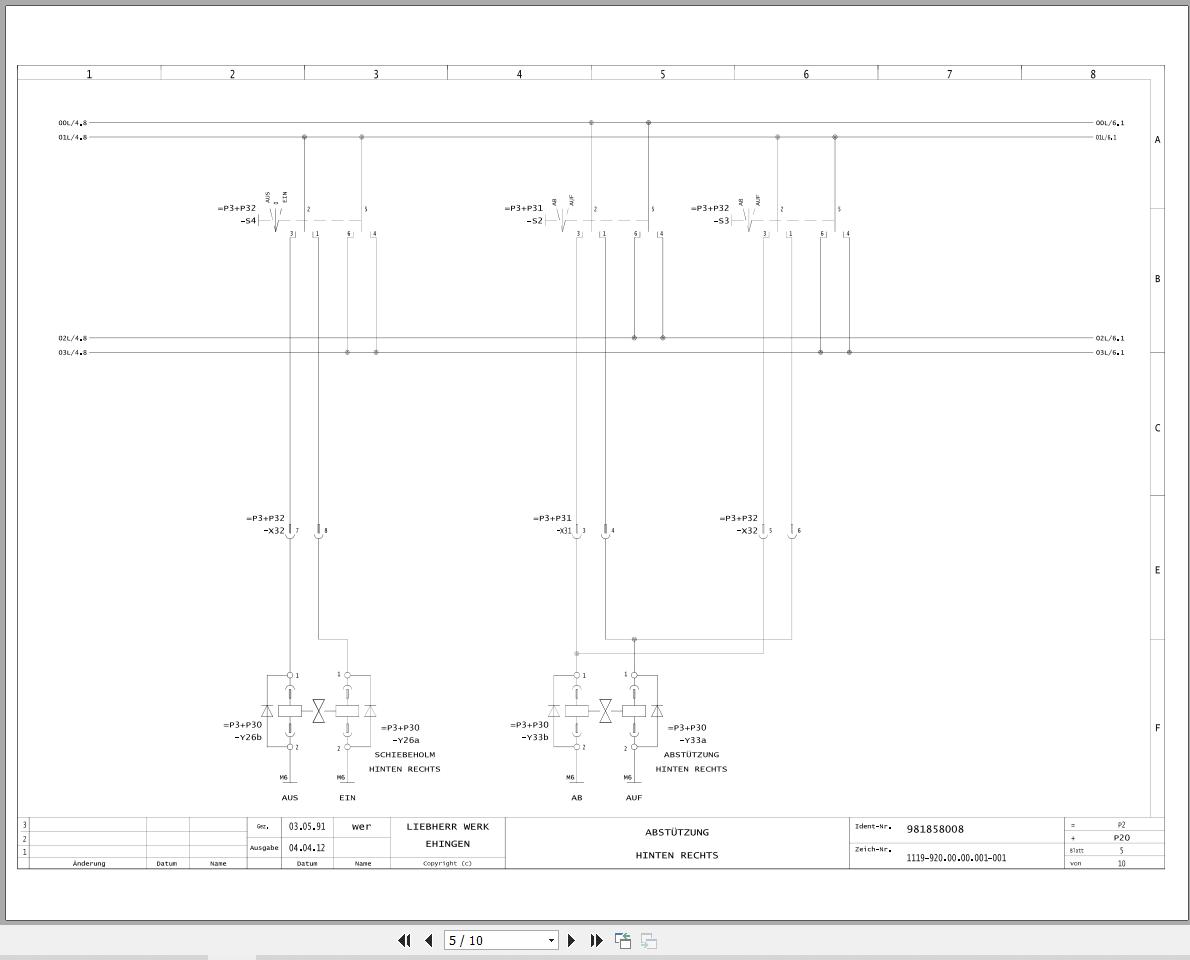 Liebherr Crane LTF 1030 Z75007 Electric and Hydraulic Diagrams DE
