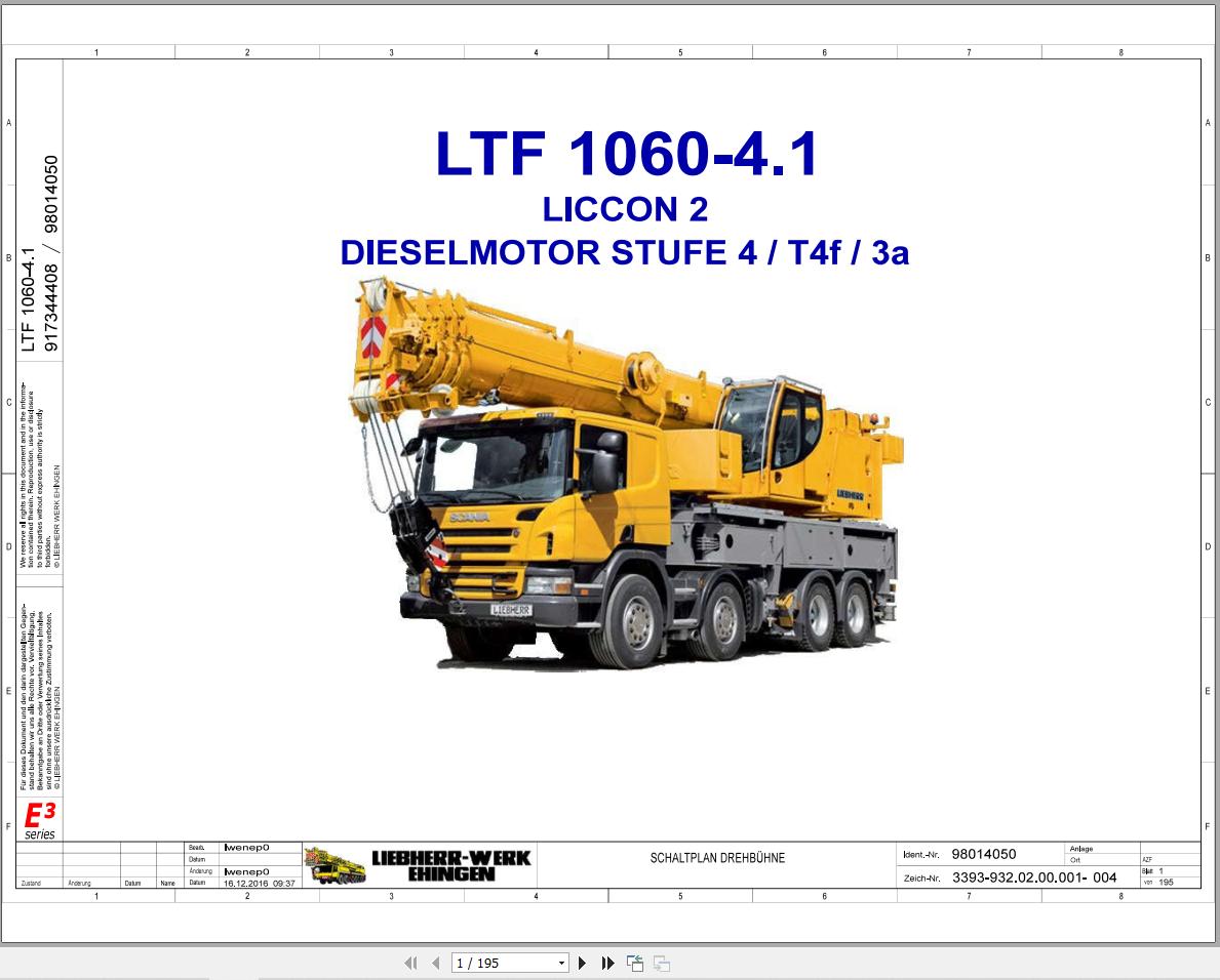 Liebherr Crane LTF 1060-4.1 Z76000 Electric and Hydraulic Diagrams DE