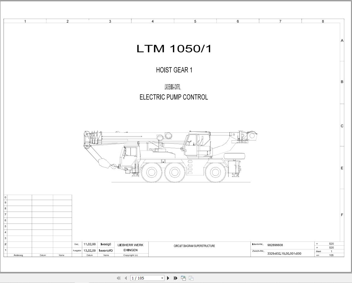 Liebherr Crane LTM 1050-1 Z55161 Electric and Hydraulic Diagrams EN